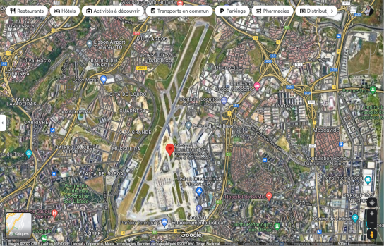 Mapa real da zona do Aeroporto da Portela/Humberto Delgado