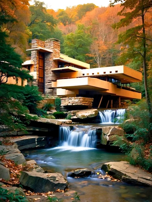 Fallingwater House from the architect Frank Lloyd Wright